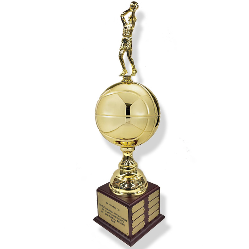 30" Gold Perpetual Basketball Trophy - 24 Name Plates