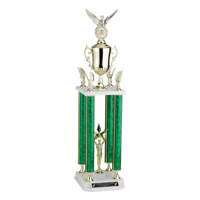 32, 35, or 38 Inch Splash Four Column Trophy with Cup, Eagle Trims ...