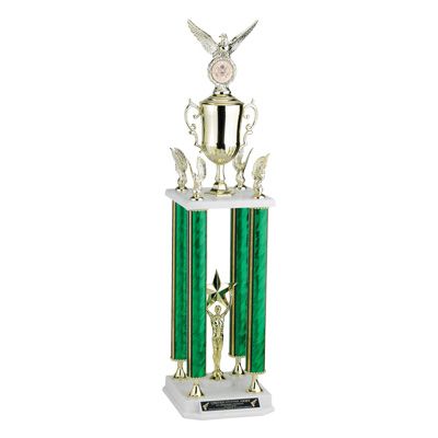 32, 35, or 38 Inch Splash Four Column Trophy with Cup, Eagle Trims ...