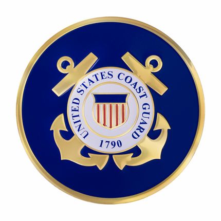 4 Inch Round Raised and Color Printed United States Coast Guard Shield ...