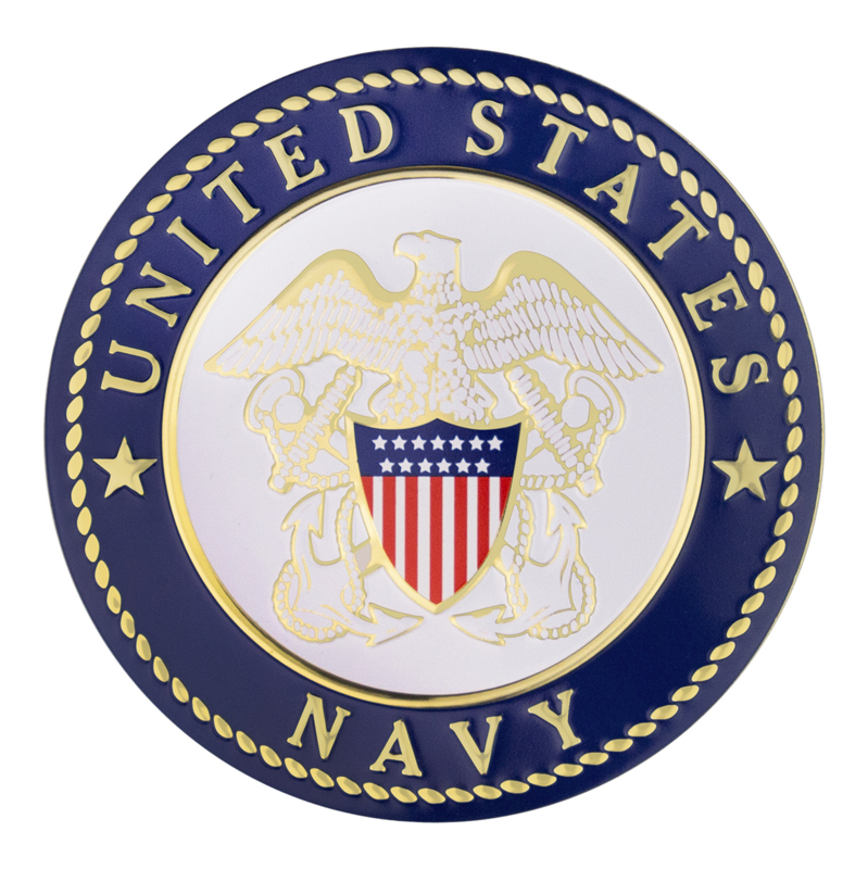 4 Inch Round Raised and Color Printed United States Navy Shield Emblem ...