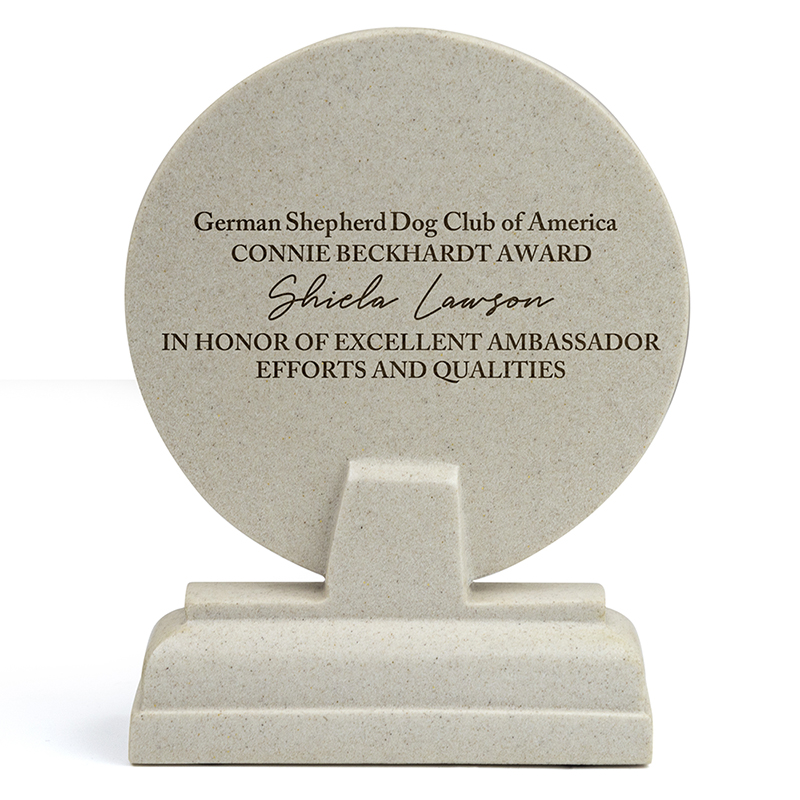 5-1/4 Inch Round Cast Stone Engraved German Shepherd Silhouette Award ...