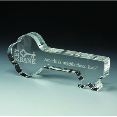 6 Inch Optical Crystal Cut Shaped Key Award