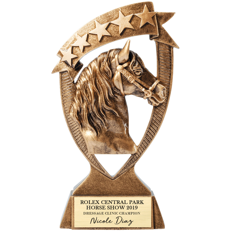 7 Inch Star Horse Antique Gold Resin Trophy