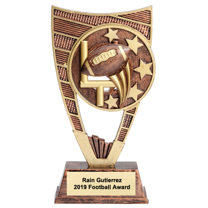 9 Inch Antique Gold Resin Star Football Trophy