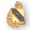 5/8 Inch Gold "Computer" with Torch and Wreath Enameled Lapel Pin