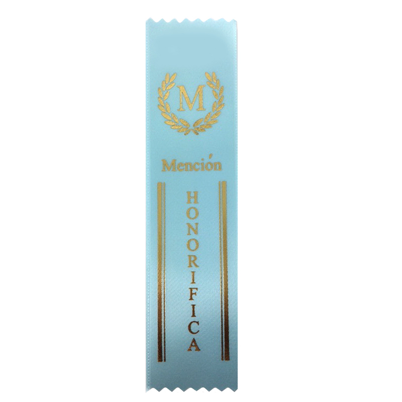 2 x 8 Inch Light Blue Satin "Honorifica Mencion" Spanish Ribbon
