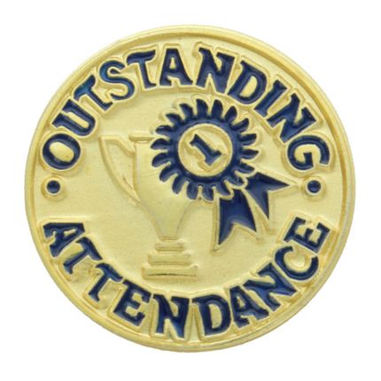 3/4 Inch Gold "Outstanding Attendance" with Trophy and Rosette Enameled ...
