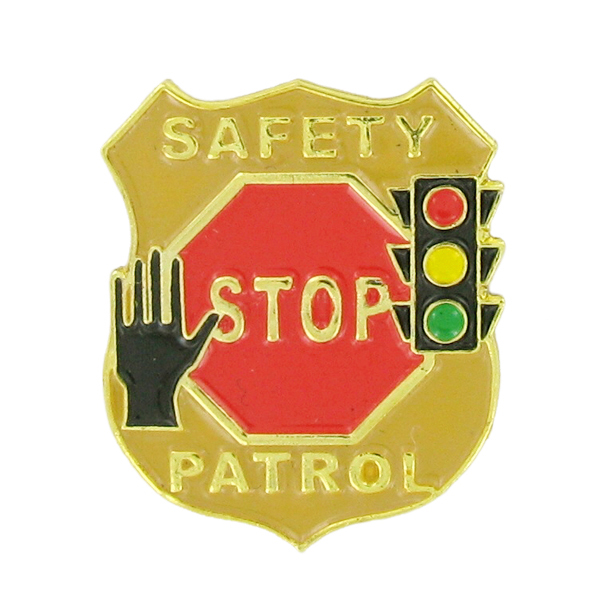 7/8 Inch Gold "Safety Patrol Pin with Stop Sign, Hand Signal, Traffic ...