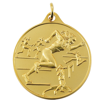 1-1/2 Inch Scalloped Border Female Track Runner Medal
