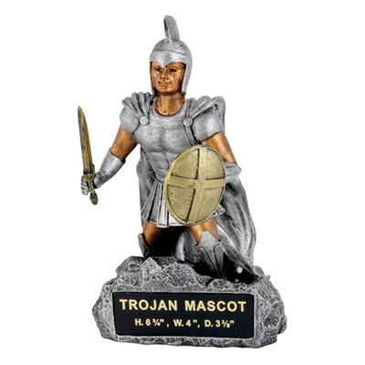 6-3/4 Inch Painted Resin Trojan/Spartan Sculpture Mascot Trophy