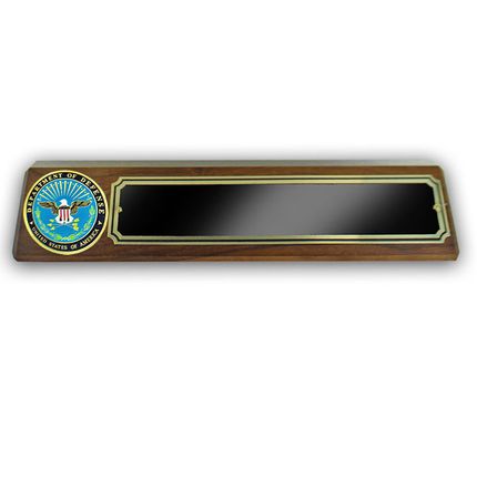 U.S. Dept. of Defense Medallion Genuine Walnut Desk Block with Black ...