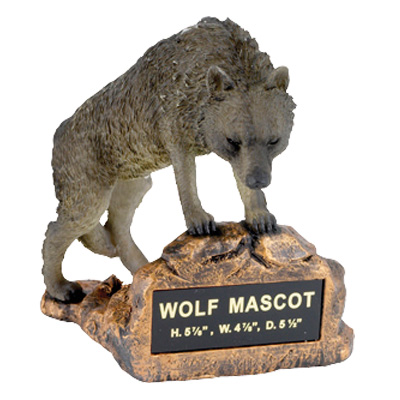 5-7/8 Inch Painted Resin Wolf Sculpture Mascot Trophy