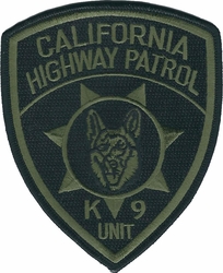 California Highway Patrol K9 OD Green Shoulder Patch - New Design