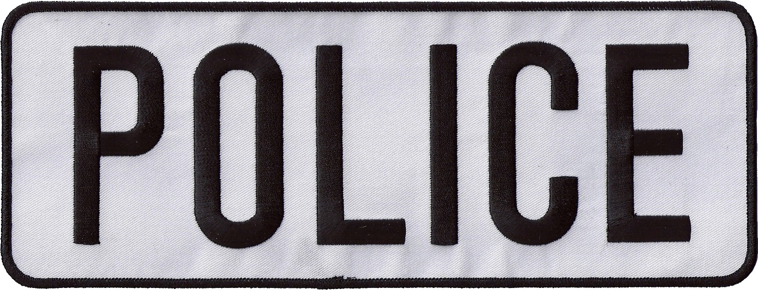 Large Black on White Police Back Patch