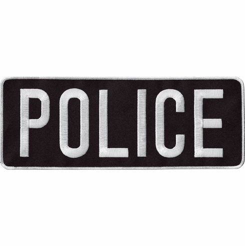 Large White on Black Police Back Patch