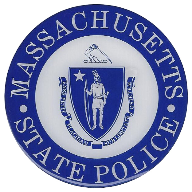 Massachusetts State Police Round Raised Vinyl Decal for Outer Window