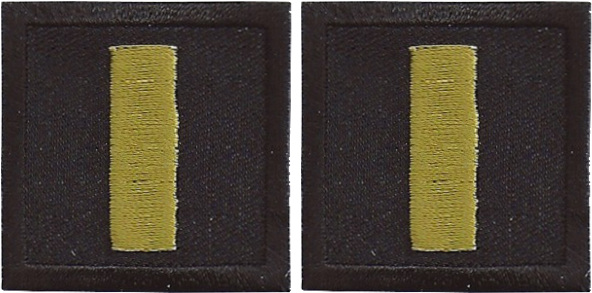 Police Lieutenant Insignia Dark Gold on Black 1.5" Collar Patch Pair