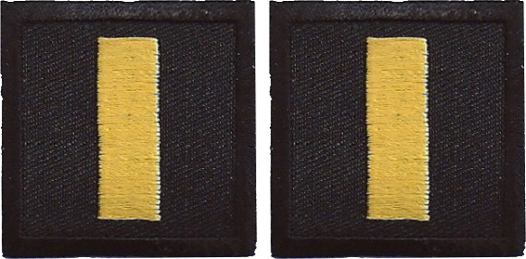 Police Lieutenant Insignia Gold on Black 1.5" Collar Patch Pair