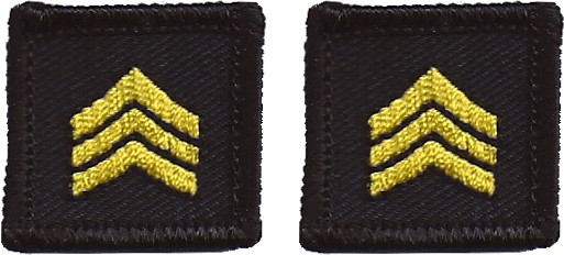 Sergeant Insignia Gold on Black 1.5in Police Collar Patch Pair