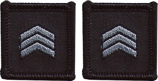 Sergeant Insignia Gray on Black 1.25in Police Collar Patches Pair
