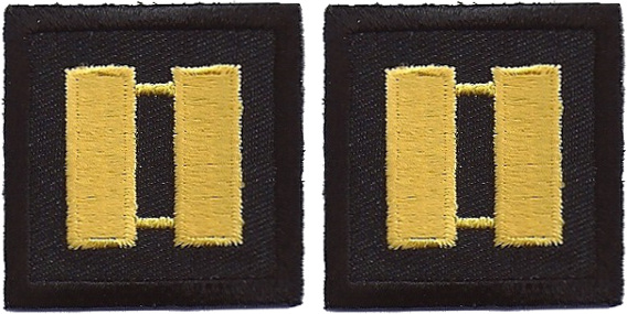 Police Captain Insignia Gold on Black 1.5" Collar Patch Pair