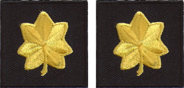 Police Major Insignia Gold on Black 1.5" Collar Patch Pair