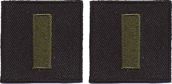 Police Lieutenant Insignia OD Green on Black 1.5" Collar Patch Pair