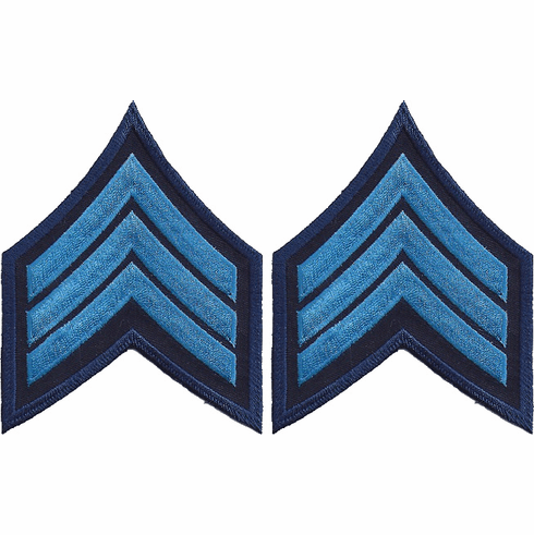 Pair Of Shirt Size Blue On Navy Blue Police Sergeant Chevrons Patches