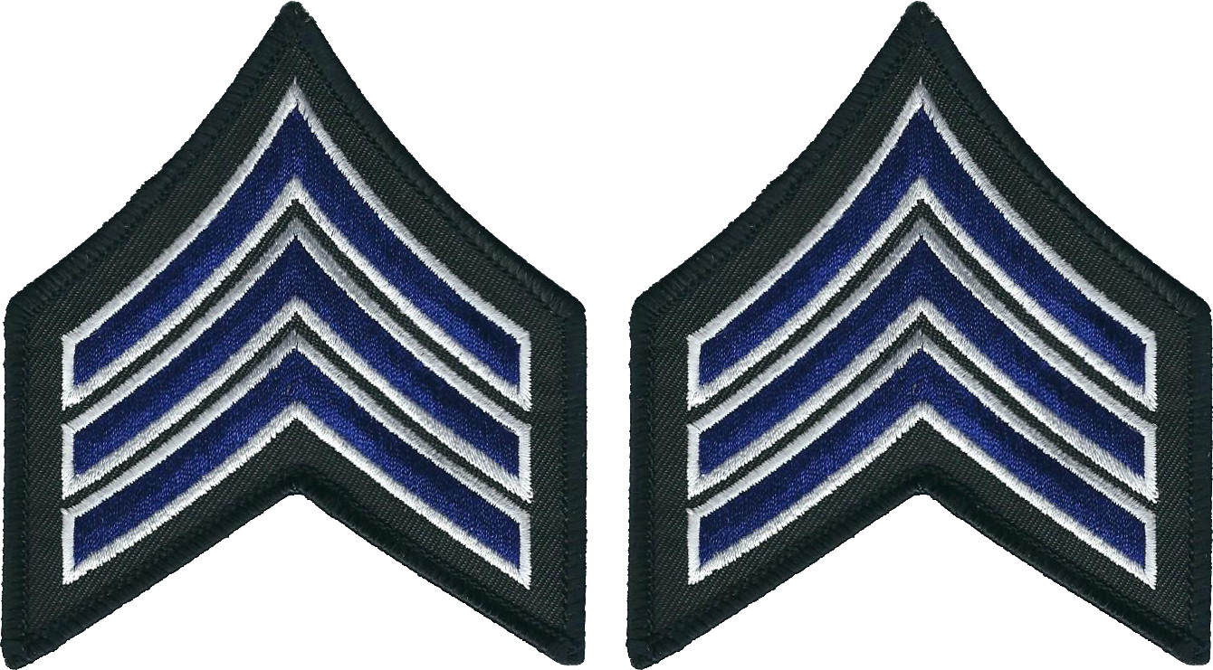 Pair Of Shirt Size Blue with White border on Black Collar Chevron Patch