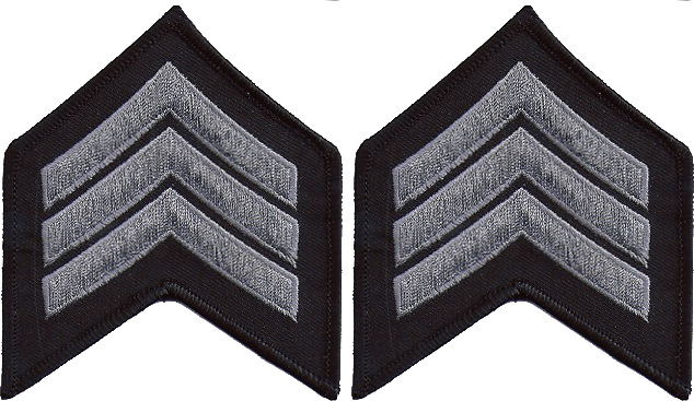 Pair Of Shirt Size Gray on Black Police Sergeant Chevron Patches