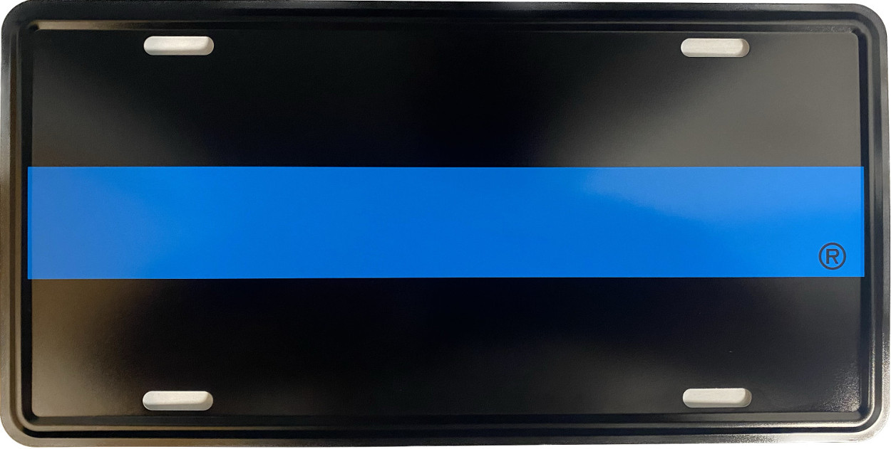 Police Blue Line License Plate