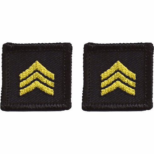 Sergeant Insignia Gold on Black 1.5in Police Collar Patch Pair