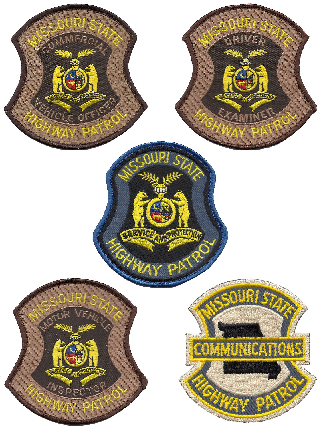 Set of 5 Missouri State Highway Patrol Patches
