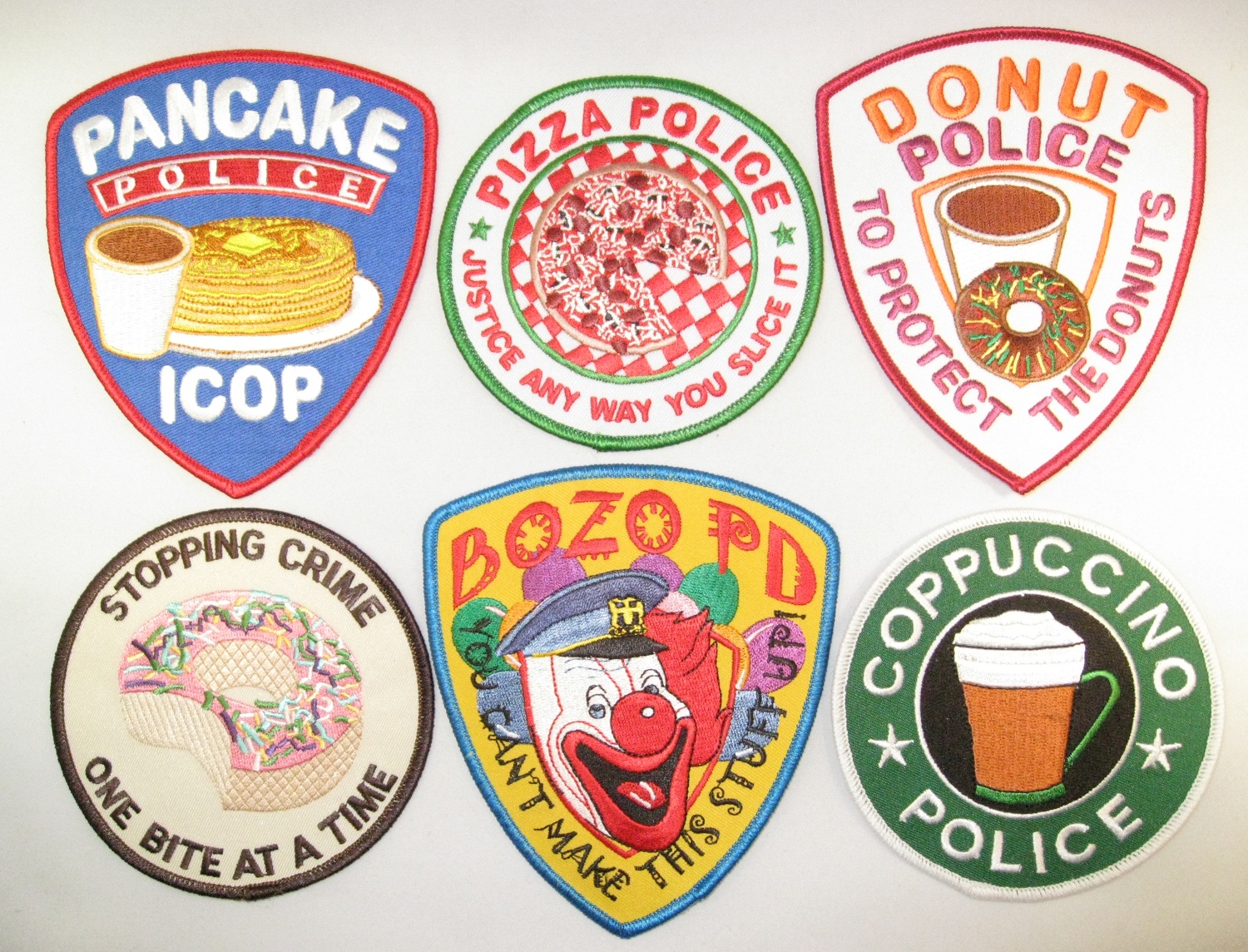 Set of 6 Joke Police Patches