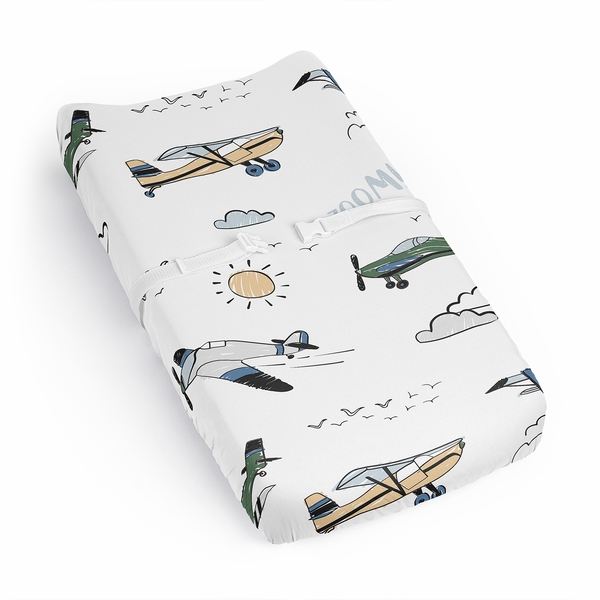 Airplane Green and Blue Collection Changing Pad Cover Sheet
