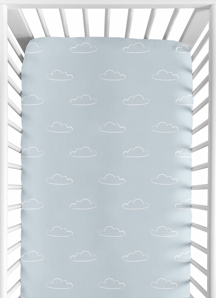 Airplane Green and Blue Collection Crib Sheet - Cloud Print
