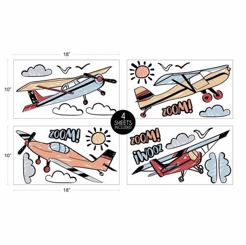Airplane Red and Blue Collection Peel and Stick Wall Decal Stickers ...