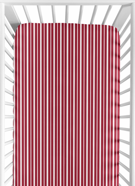 Aviator Collection Fitted Crib Sheet - Red Stripe Print