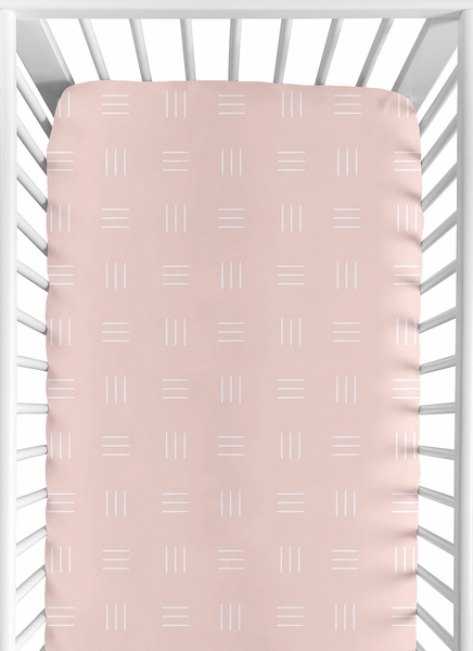 Boho Hatch Blush Pink and White Crib Sheet