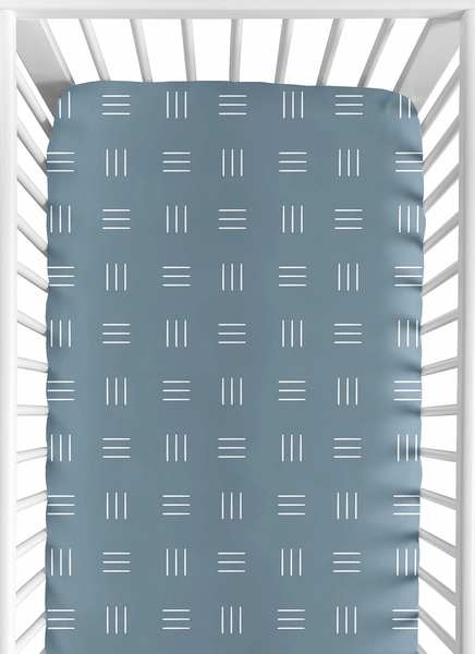 Boho Hatch Dark Blue and White Crib Sheet
