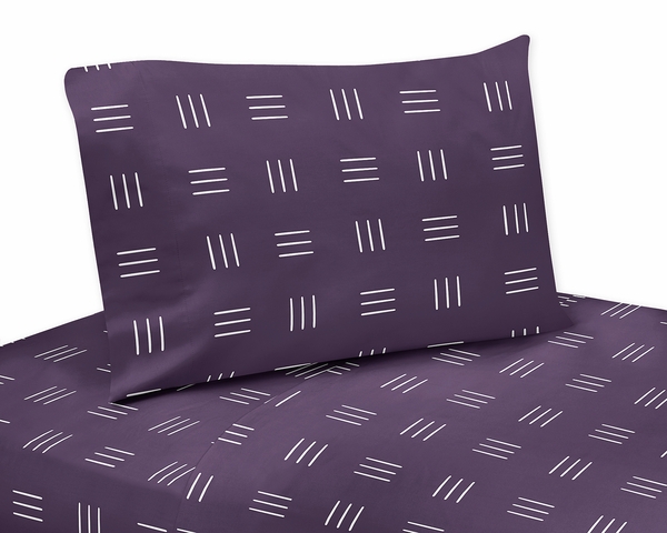 Boho Hatch Plum Purple and White Twin Sheet Set