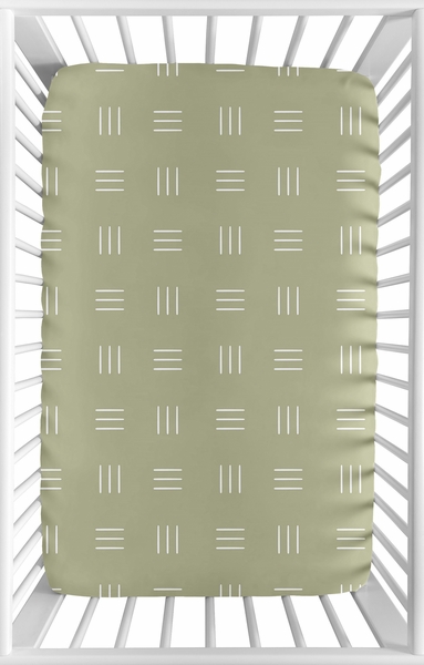 Boho Hatch Sage and White Mini Crib Sheet