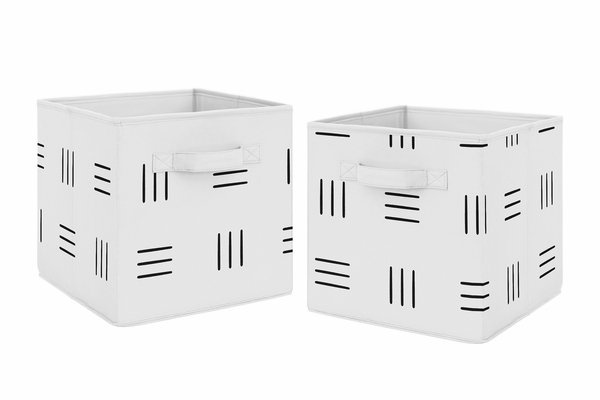 Boho Hatch White and Black Foldable Fabric Storage Bins
