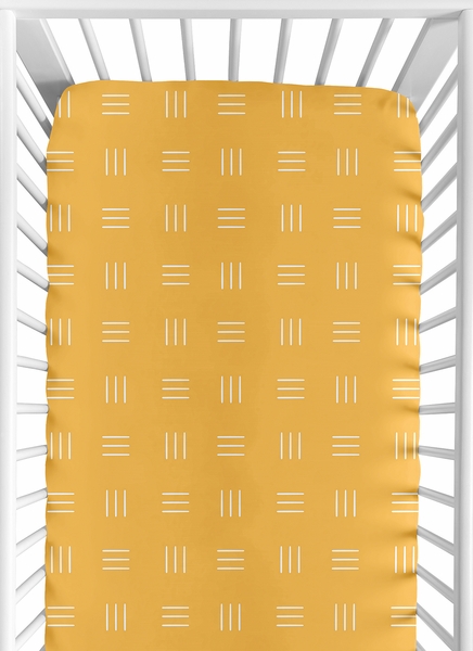 Boho Hatch Yellow and White Crib Sheet