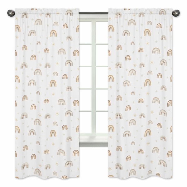 Boho Rainbow Neutral Collection Window Panels - Set of 2