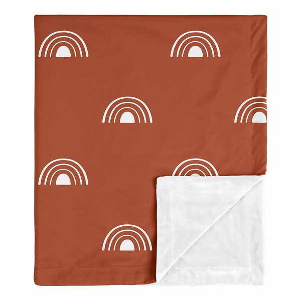 Boho Rainbow Rust and White Baby Blanket