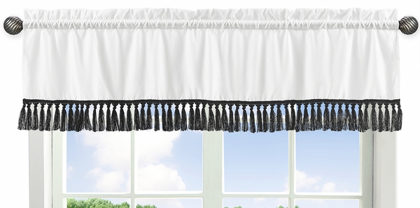 Boho Stitch Black and White Collection Solid Off White Fringe Window ...