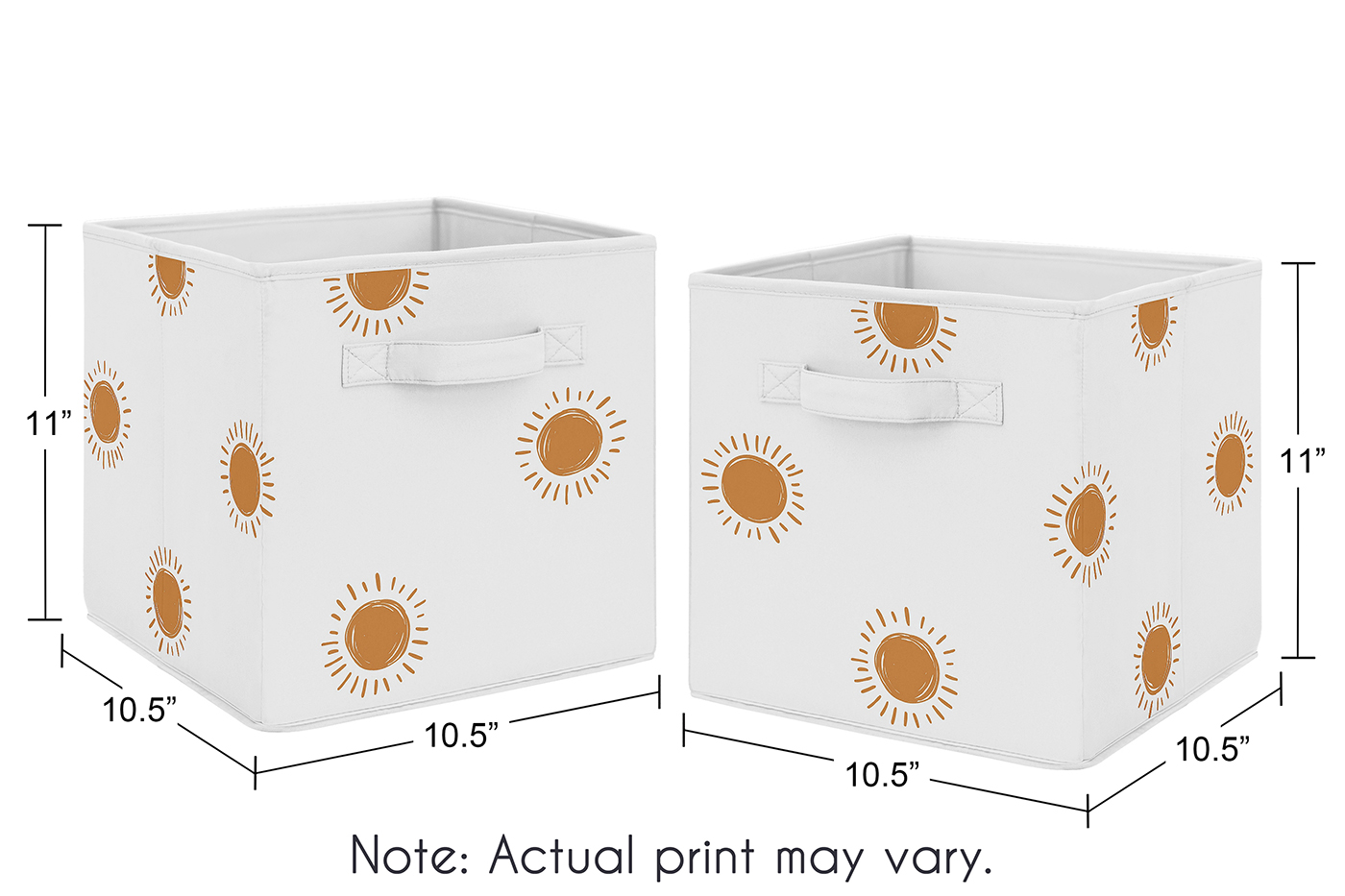Boho Sun White and Pumpkin Collection Foldable Fabric Storage Bins