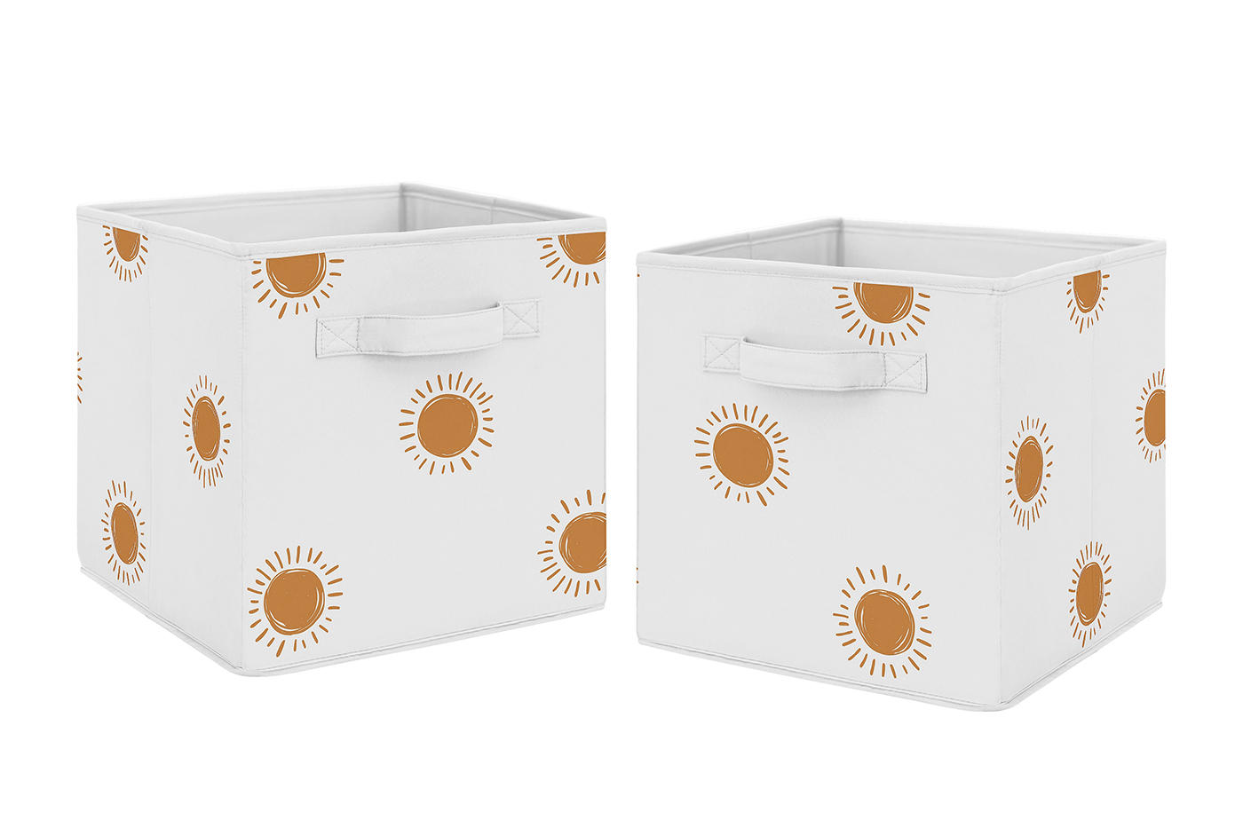 Boho Sun White and Pumpkin Collection Foldable Fabric Storage Bins